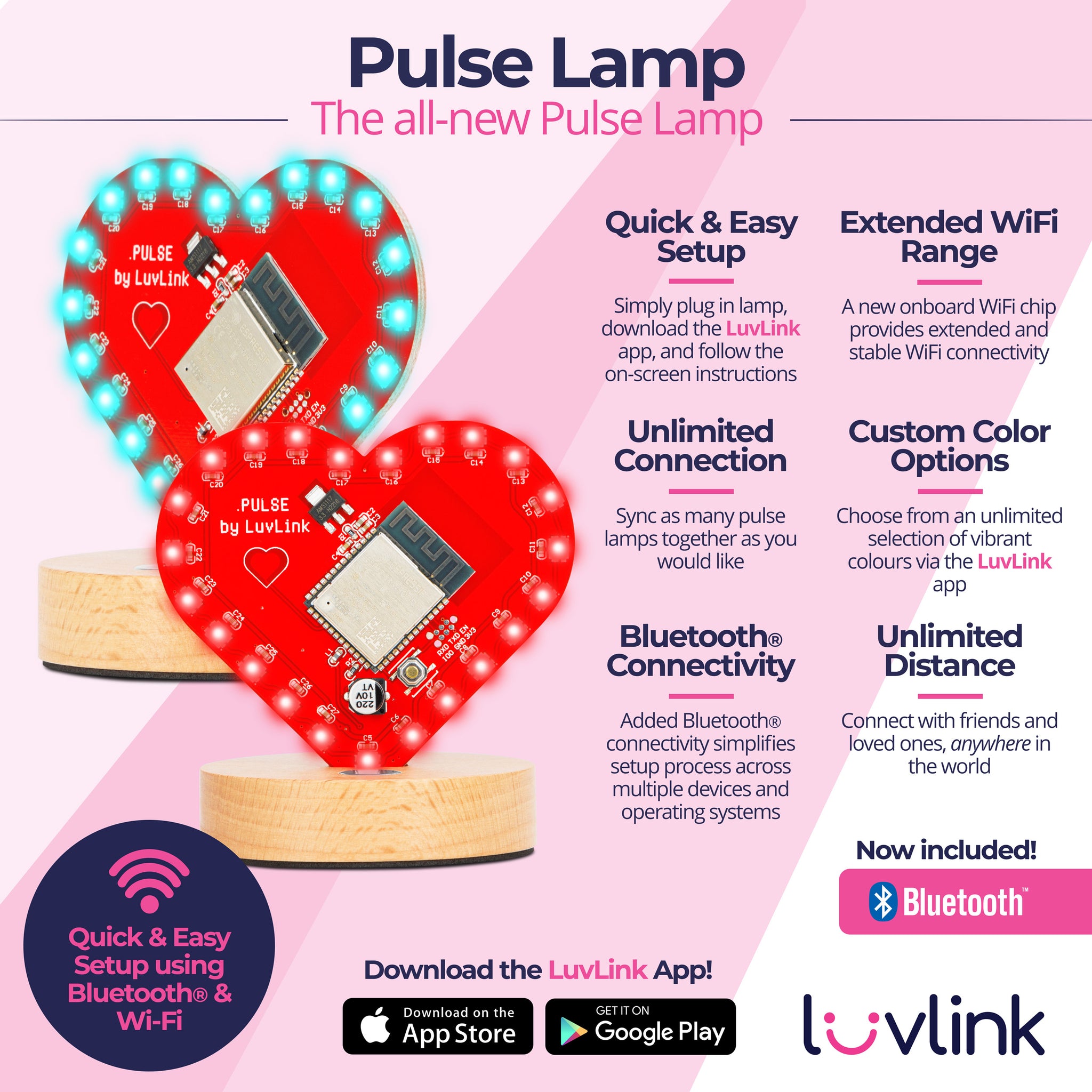 Pulse Heart Friendship Lamps by LuvLink® - Long Distance Lamps ...